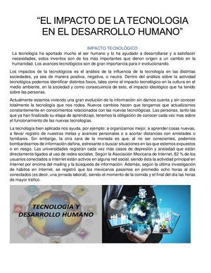 Calaméo El Impacto De La Tecnologia En El Desarrollo Humano