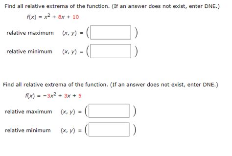 solved find all relative extrema of the function if an