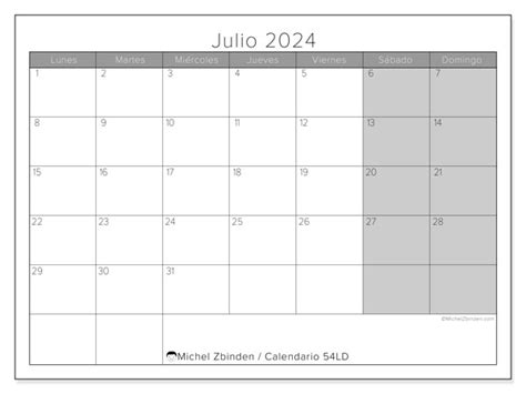 Calendario Julio De 2024 Para Imprimir 54LD Michel Zbinden GT