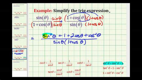 Example 5 Simplifying A Trigonometric Expression Youtube