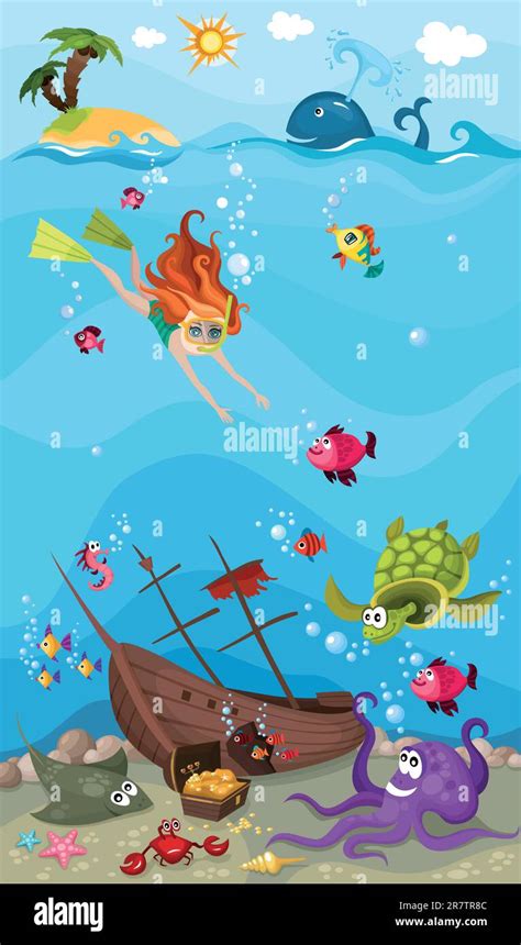 Vector Illustration Of A Sea Life Stock Vector Image Art Alamy