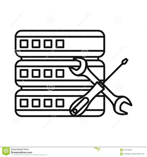 Base De Datos Con El Icono Del Destornillador Y De La Llave Inglesa