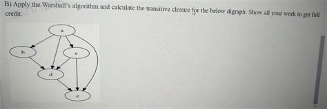 solved b apply the warshall s algorithm and calculate the