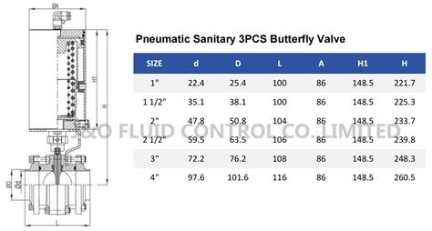 Sanitary Stainless Steel Pneumatic Three Pieces Welding Butterfly Valve