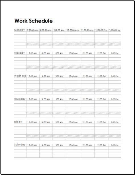 Excel Monthly Work Schedule Template DocTemplates