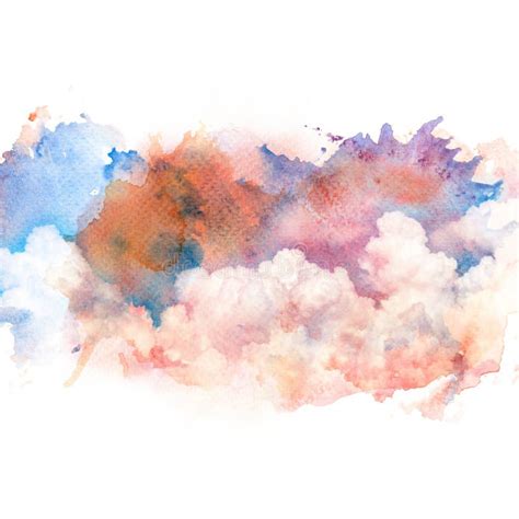 Illustration D Aquarelle De Ciel Avec Le Nuage Illustration Stock