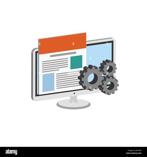 Web Development Concept Symbol Flat Isometric Icon Or Logo 3D Style
