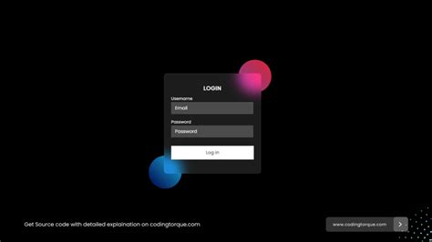 glassmorphic login form using html and css coding torque coding torque