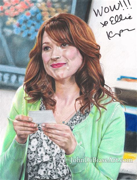 Autographed Ellie Kemper As Erin In The Office” Freehand Colored Pencil Drawing The Artwork