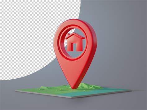 Representación 3d del icono de pin de mapa puntero de ubicación rojo
