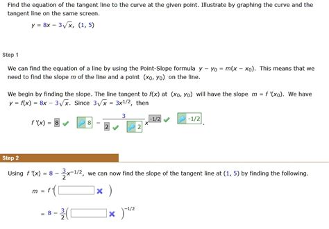 solved find the equation of the tangent line to the curve at the given point illustrate by