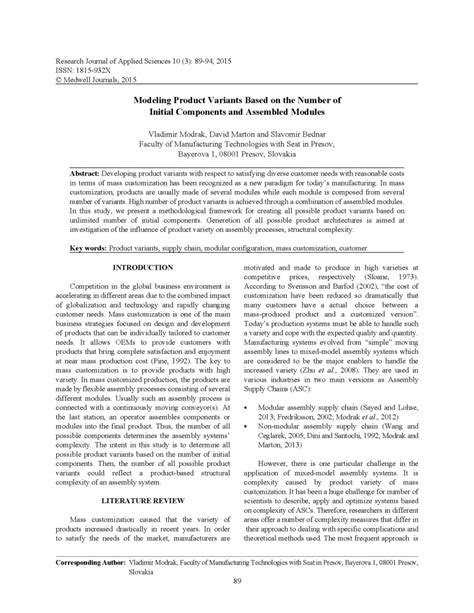 pdf modeling product variants based on the number of initial components and assembled modules