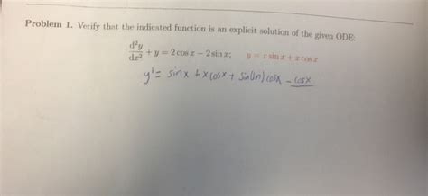 solved verify that the indicated function is an explicit