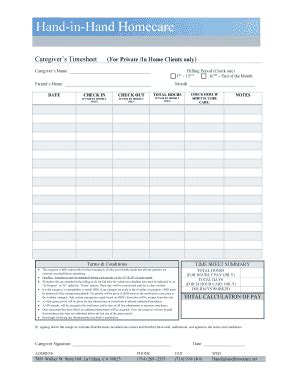 Timesheet For Caregiver Fill And Sign Printable Template Online