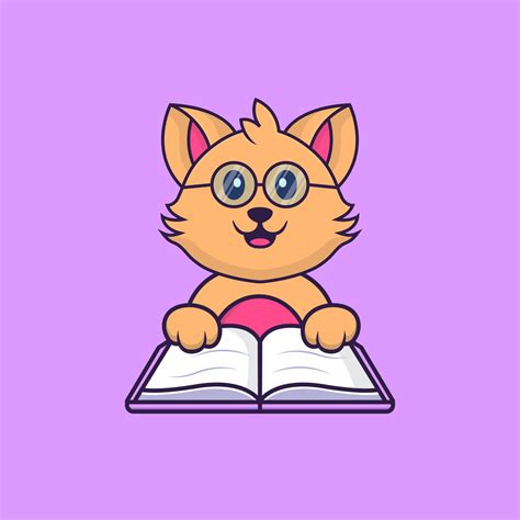 Cute Cat Reading A Book 2951618 Vector Art At Vecteezy