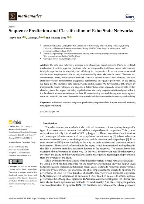 pdf sequence prediction and classification of echo state networks