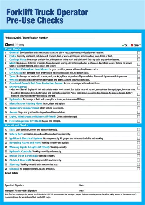24 Free Printable Forklift Inspection Checklist Templates Sample PDF