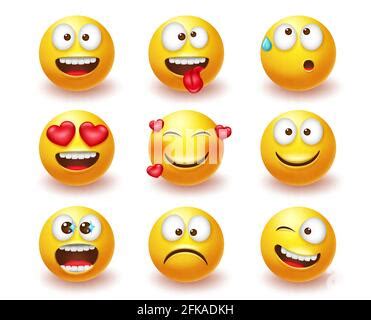 Smileys In Love Emoji Vector Set Emoji 3d Character In Love And Broken