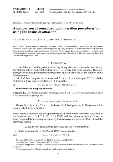 pdf a comparison of some fixed point iteration procedures by using the basins of attraction