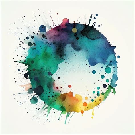 Watercolor Spot Circular Multicolor Paint Splash Generative AI Stock