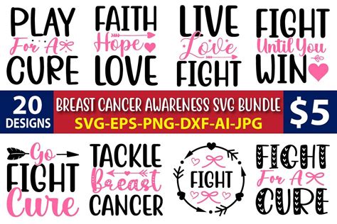 Breast Cancer Awareness SVG Bundle Vol 4 Bundle Creative Fabrica