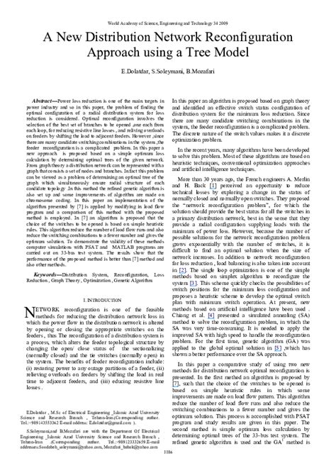 pdf a new distribution network reconfiguration approach using a tree model soodabeh
