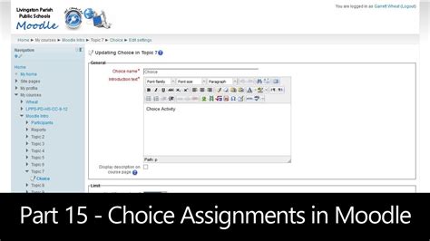 part 15 choice assignments in moodle moodle how to youtube