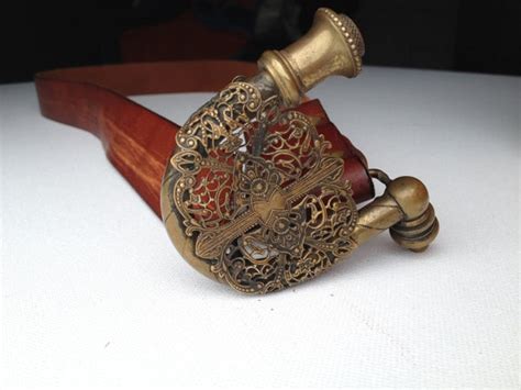 1970s Brass Pipe Belt With Leather Strap