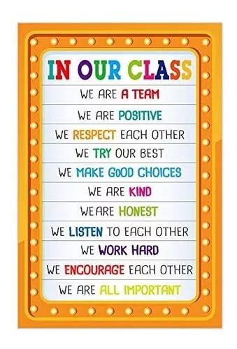 Cartel Decorativo Salon De Clases X Reglas De Salon Meses Sin