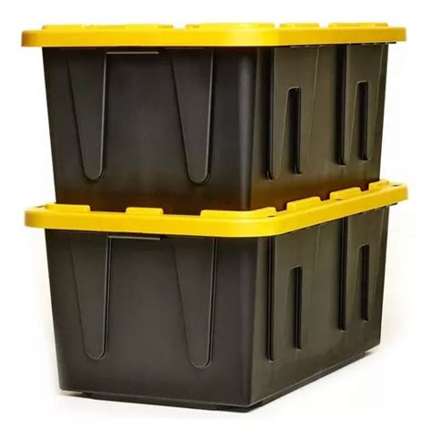 Caja De Plastico Uso Rudo Almacenamiento 21 Galones 2 Piezas