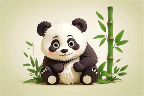 Cute Panda Eat Bamboo Cartoon Icon Vector Ilustração Icon Animal