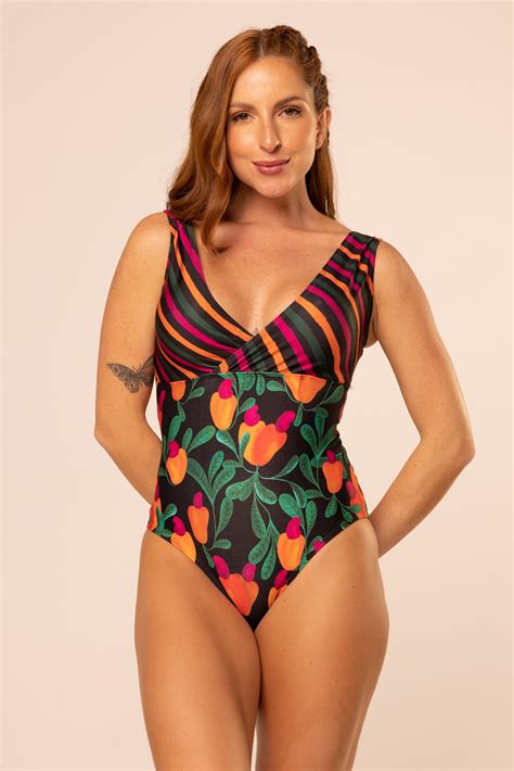Body Maio Decote Transpassado Estampa Cajueiro E312 Hipy