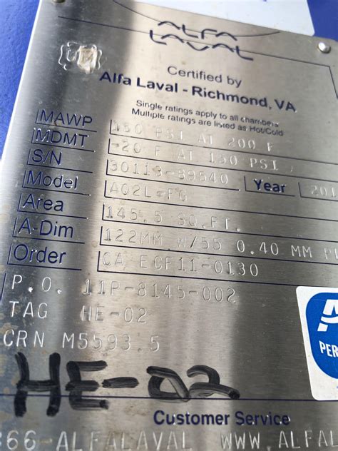 Used ALFA LAVAL PLATE HEAT EXCHANGER For Sale At Dairy Engineering
