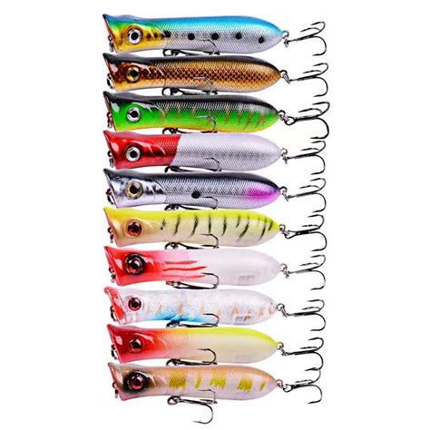 10 Adet Topwater Popper Pike Baits Bal K L K Lures Set Pike I In