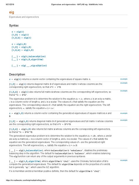 eigenvalues and eigenvectors matlab eig mathworks india pdf eigenvalues and eigenvectors