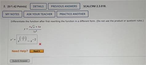 solved differentiate the function after first rewriting the