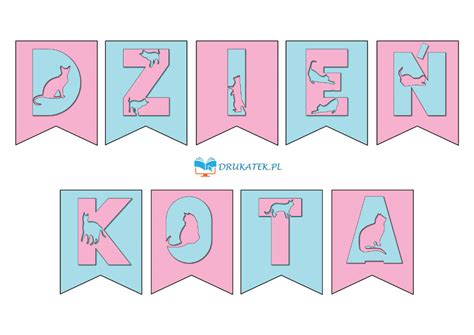 Dzień Kota karty pracy kolorowanki opaski napis szablony do prac
