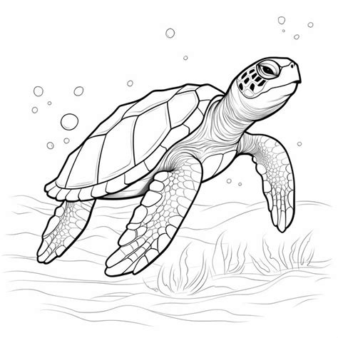 Página para colorear dibujo de tortuga de cuerpo completo para niños