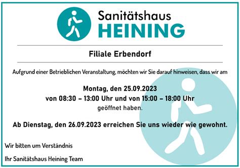 Wichtige Info für den 25 09 2023 Sanitätshaus Heining