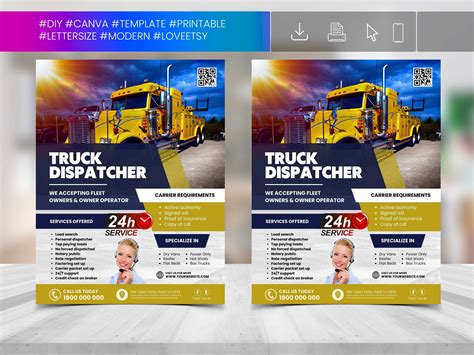 TRUCK DISPATCHER FLYER Diy Editable Canva Template Printable Social