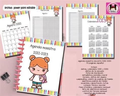 Kit Imprimible Agenda Maestra Docente Meses Sin Intereses