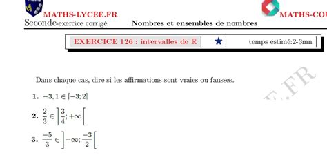 Maths Lycee Fr Exercice Corrig Maths Seconde Notations Des Intervalles