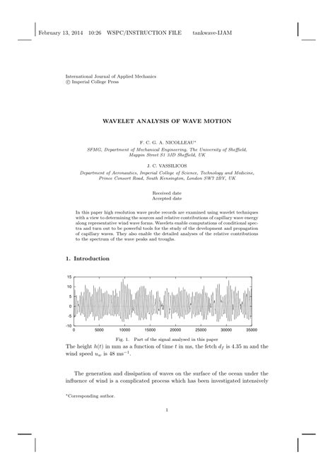 pdf wavelet analysis of wave motion