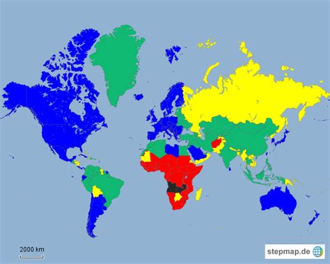 StepMap Lebenserwartungen Landkarte für Welt
