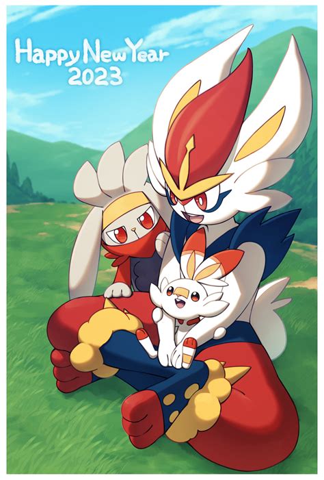 Scorbunny Cinderace And Raboot Pokemon Drawn By Naoki Eguchi Danbooru