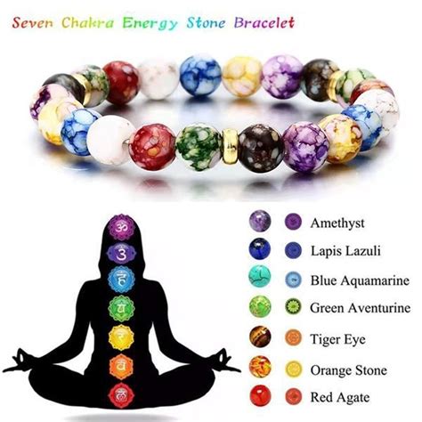 Natural Volcanic Stone Bracelet Seven Chakra Energy Agate Stone Buddha