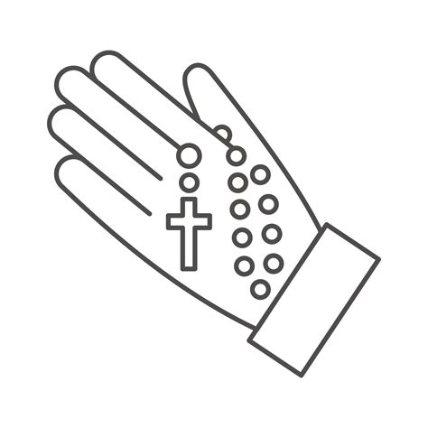 silueta de cuentas de rosario en la mano joyas de oración para la