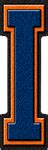 Presentation Alphabets Royal Blue Orange Varsity Letter I