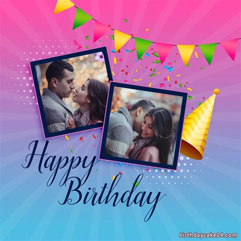 Happy Birthday Double Photo Frame