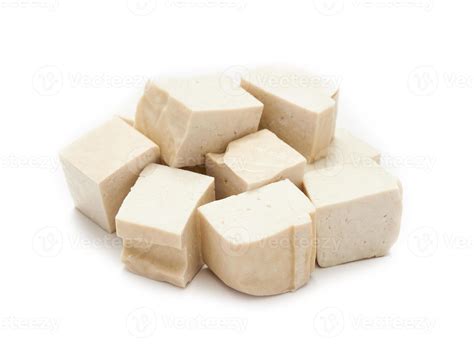 Pile Of White Cube Tofu Isolated On White Background Fresh White Cube